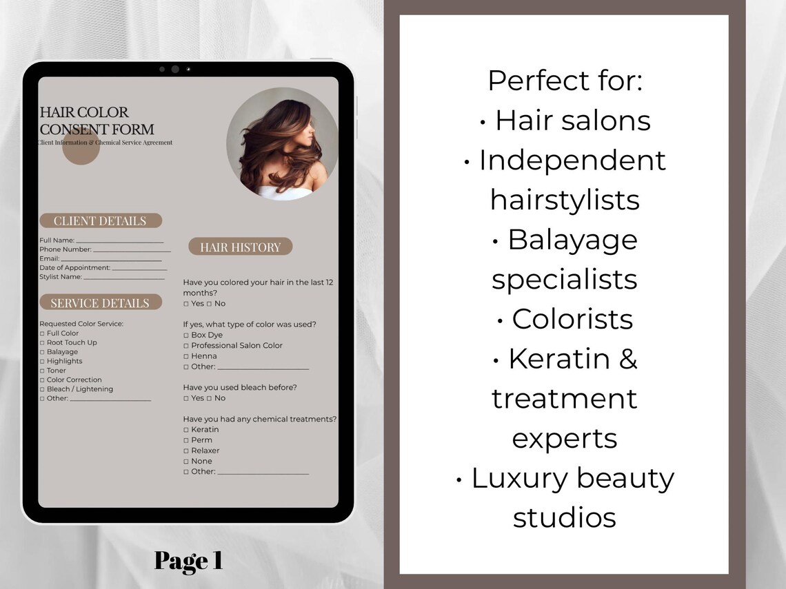 Hair Color Consent Form | Salon Chemical Service Agreement (canva ...