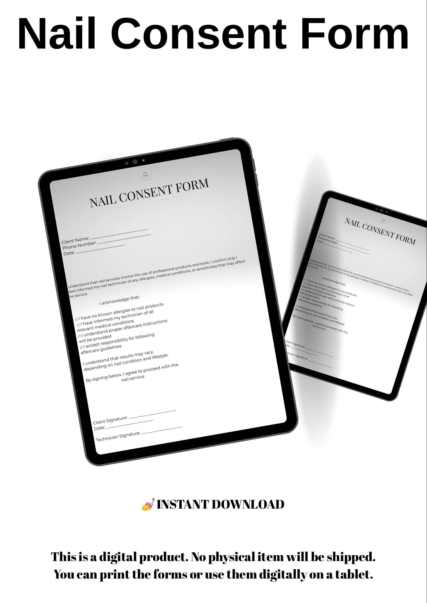 Nail Salon Consent Form Template, Editable Client Waiver (PDF) - Etsy