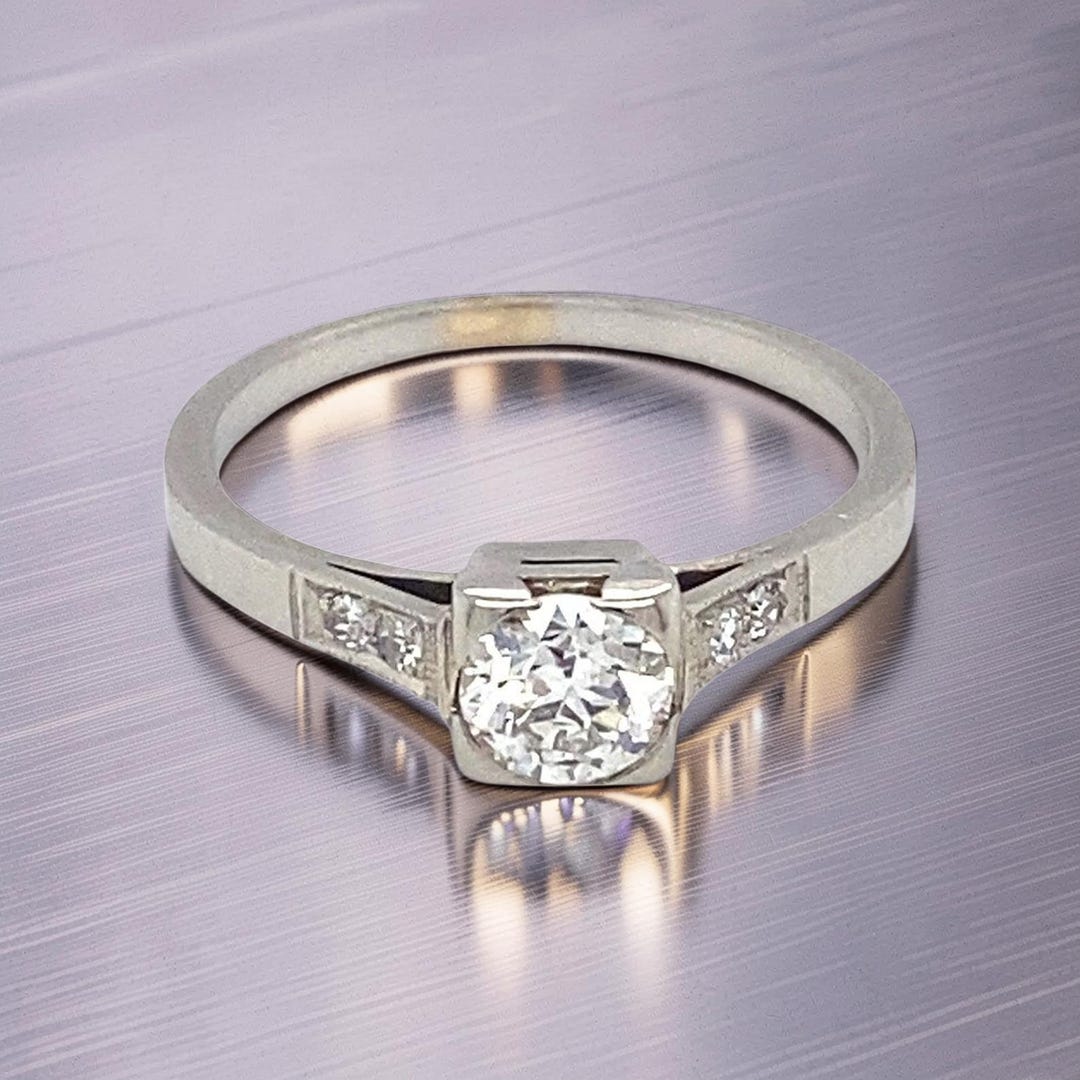 Vintage Illusion Setting Engagement Ring, Round Cut Moissanite Wedding ...