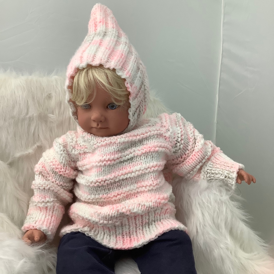 Hand Knit Hooded Baby Sweater Zips up the Back-so Cute & - Etsy