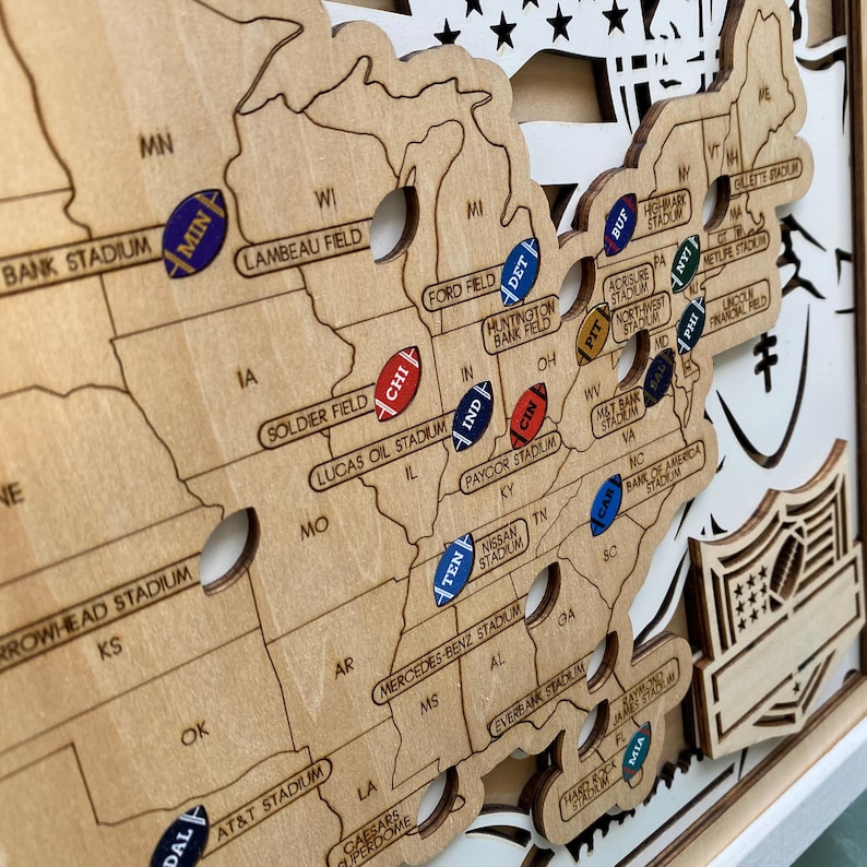 Personalized NFL Stadium Tracker Map | Football Fan Gift, Gift for Him ...