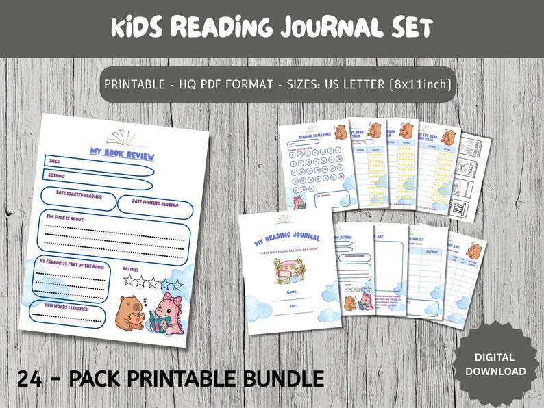Kids Reading Journal, Book Review, Reading Challenge (PDF Printable ...