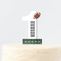 First Year Down Cake Topper, Personalized Birthday Decor, Football ...