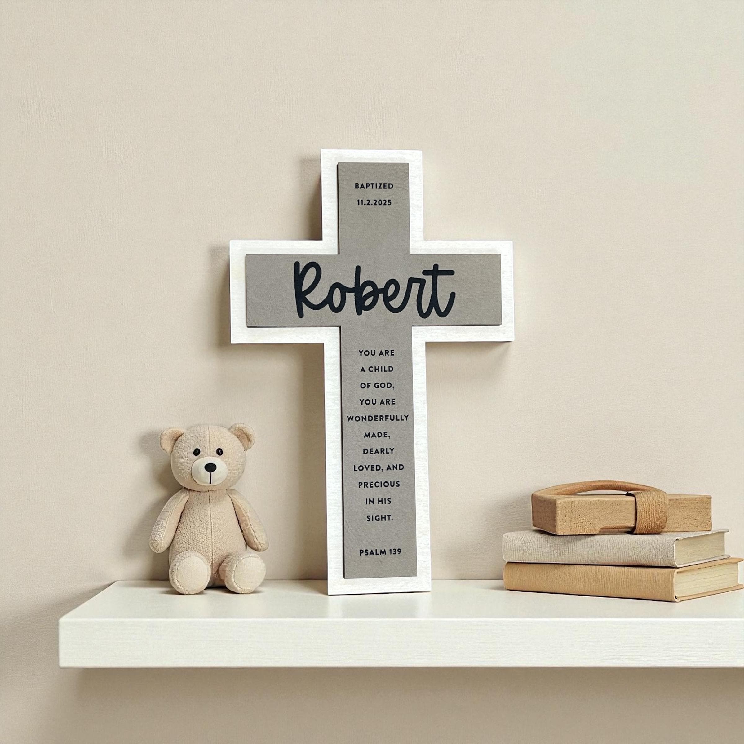 Personalized Baptism Cross | Baby Christening Gift | Custom Nursery ...