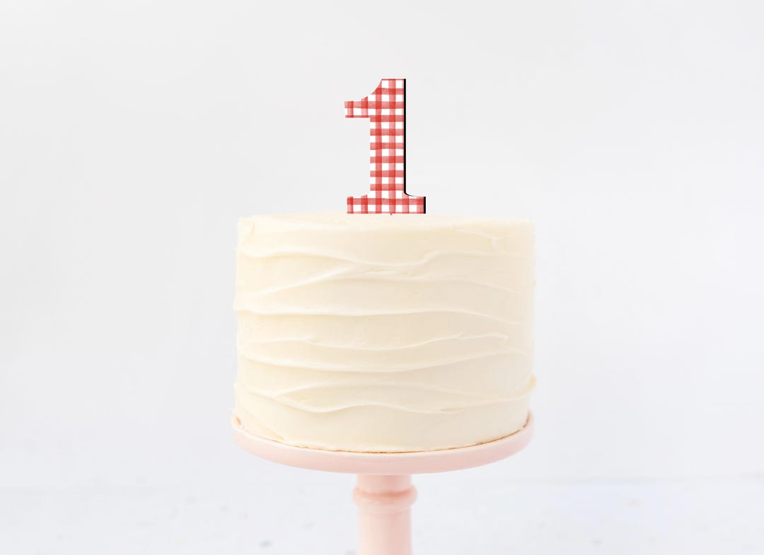 Red Gingham Number 1 Cake Topper, First Birthday - Etsy