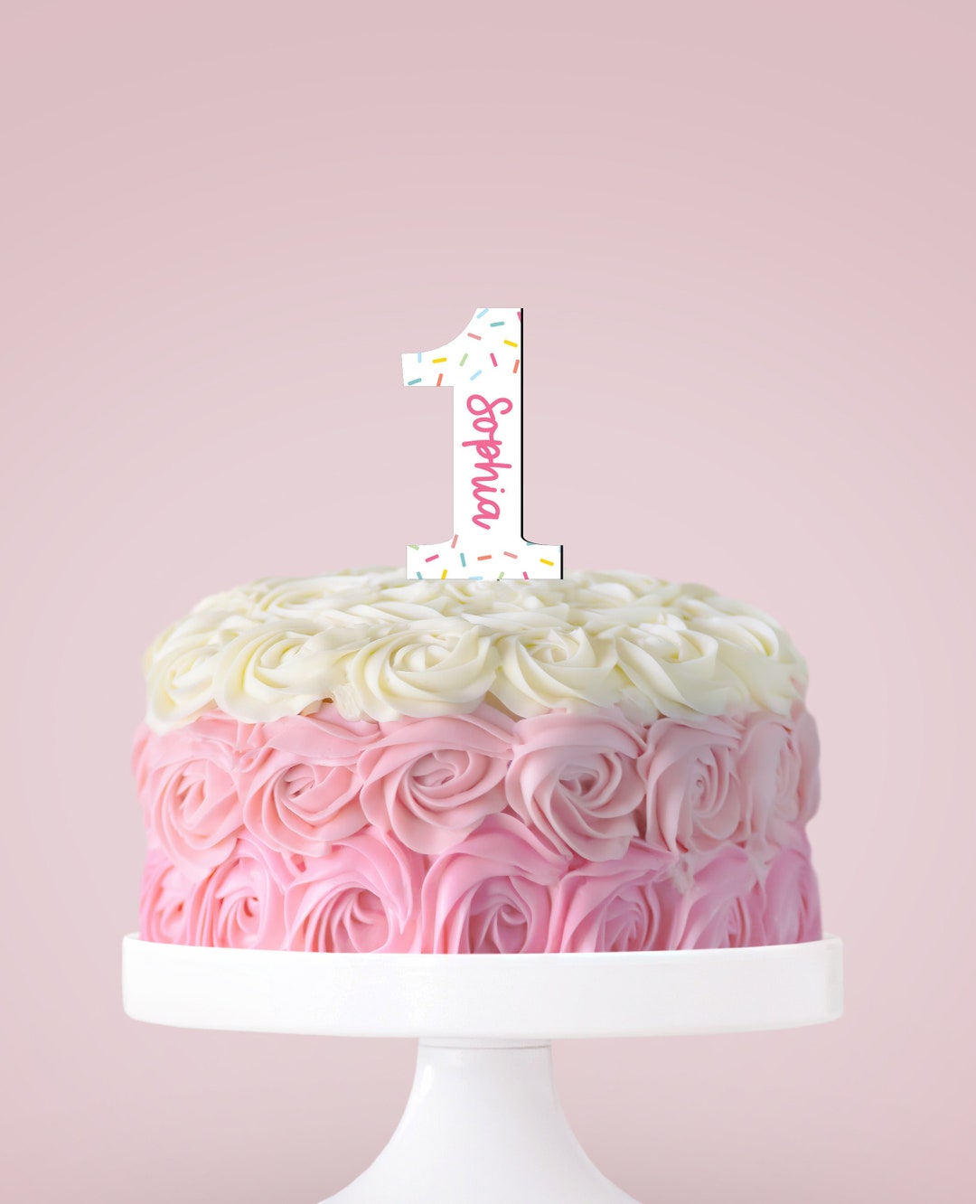 Personalized First Birthday Cake Topper, Sprinkles Number One - Etsy
