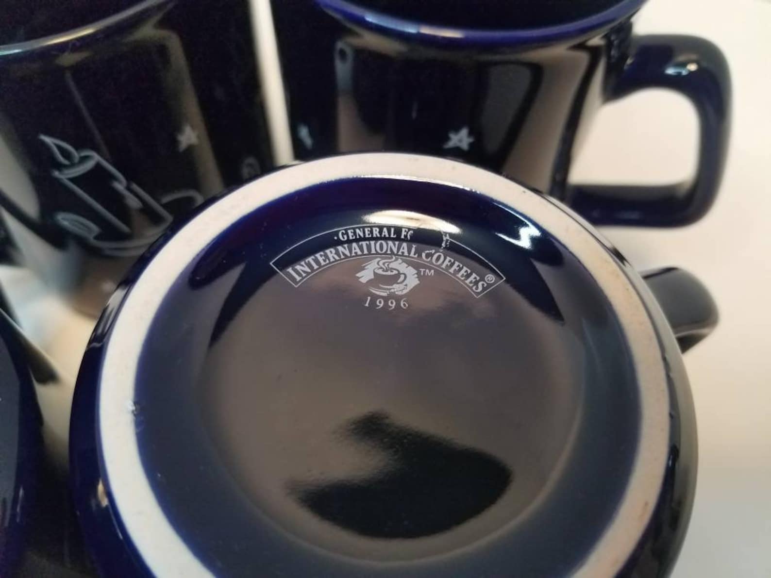 4 General Foods International Coffee Dark Blue Coffee Cups Mugs Candles ...