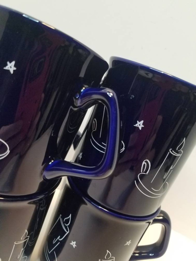 4 General Foods International Coffee Dark Blue Coffee Cups Mugs Candles ...