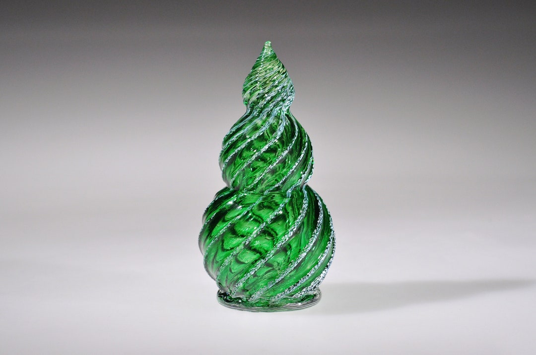 Handmade Green Glass Christmas Tree With Snow - Etsy
