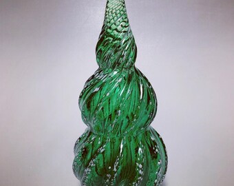 Handmade White Glass Christmas Tree With Green | Etsy