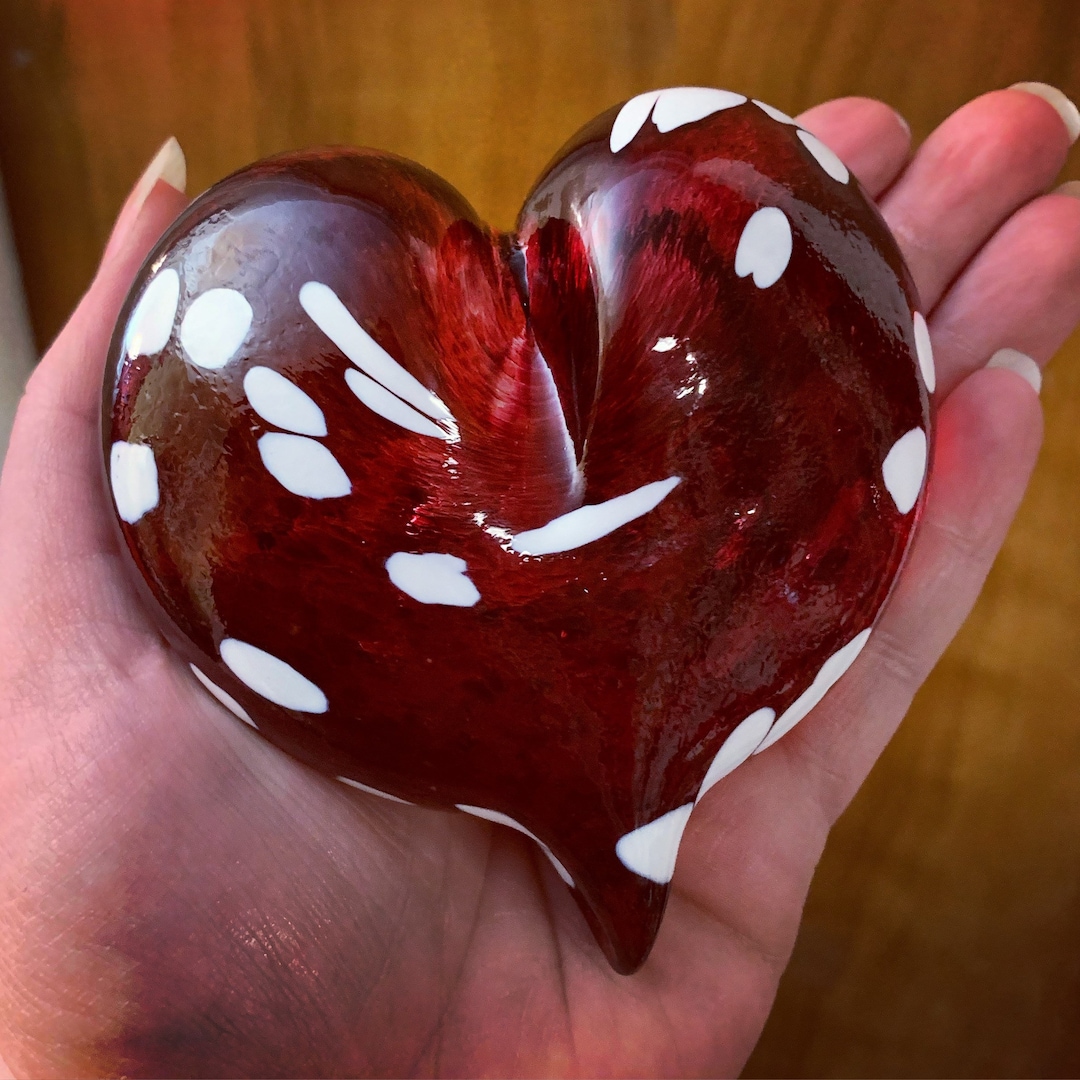 Handmade Glass Heart Paperweight for Morher’s Day or Valentine’s Day ...