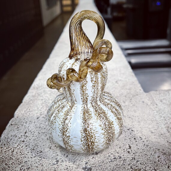 Cinderella White and Gold Handblown Glass Gourd | Etsy