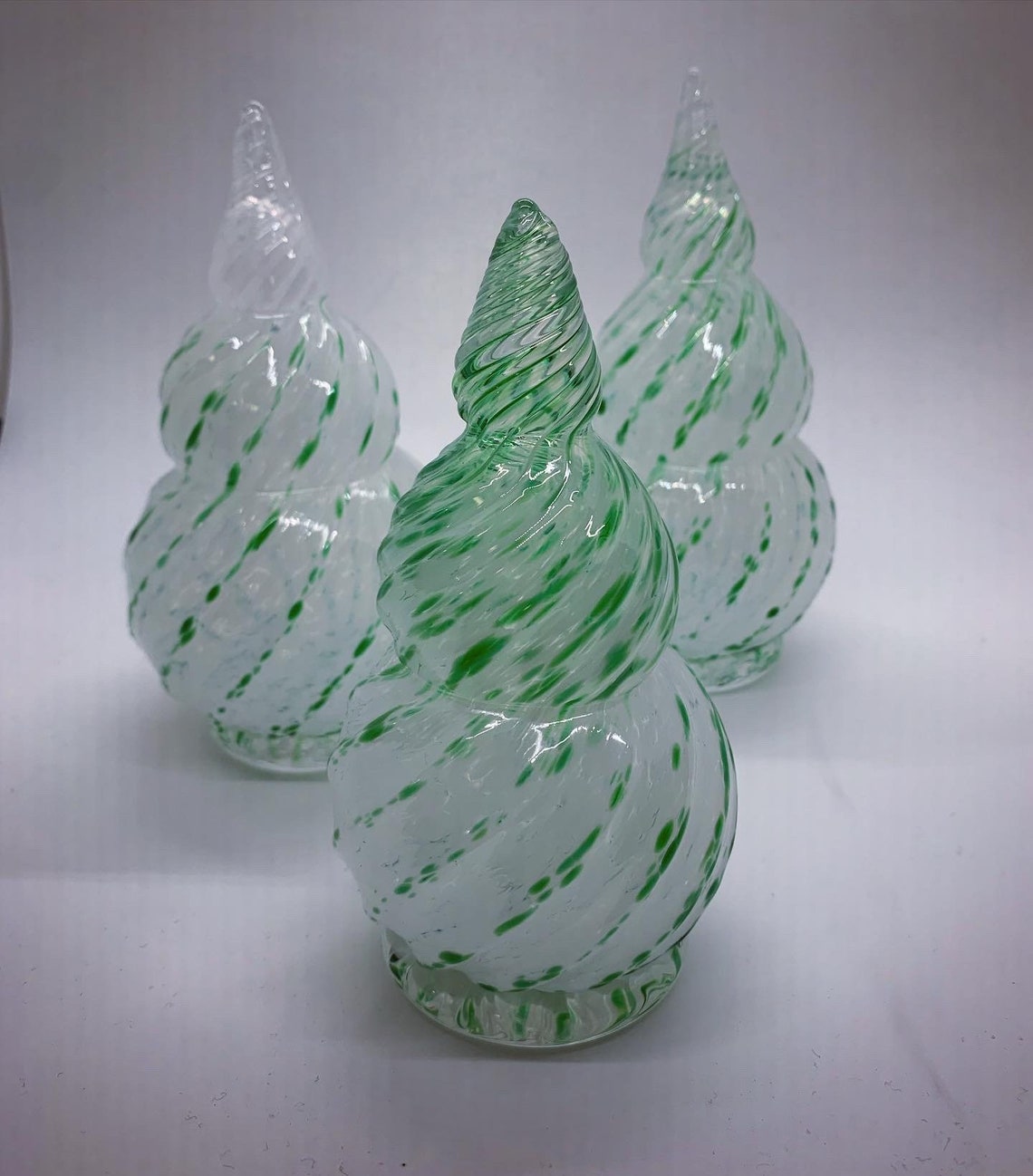 Handmade White Glass Christmas Tree With Green - Etsy