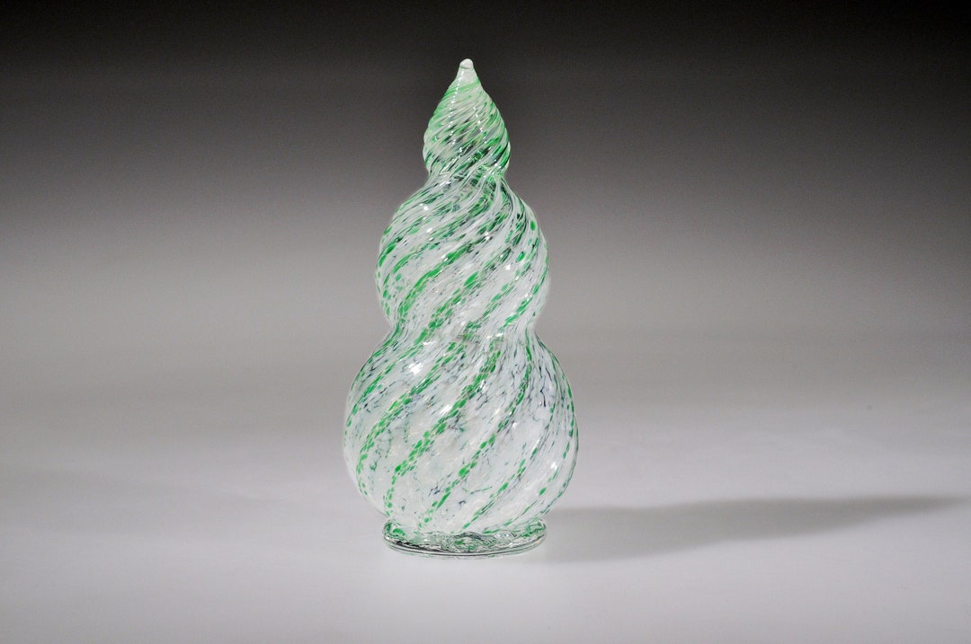 Handmade White Glass Christmas Tree With Green - Etsy