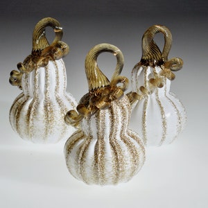 Cinderella White and Gold Handblown Glass Gourd Neutral Gold White - Etsy