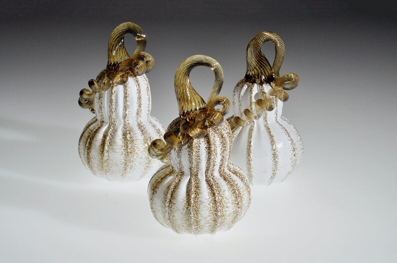 Cinderella White and Gold Handblown Glass Gourd Neutral Gold White - Etsy