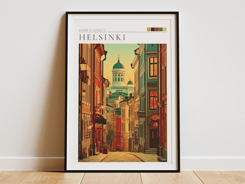 Helsinki Travel Print Graphic Cities Collection Vintage City Wall