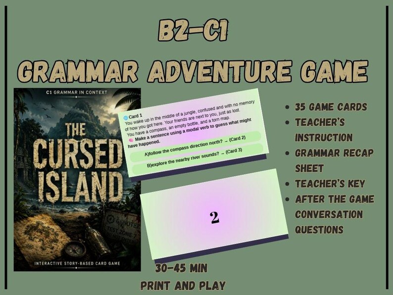 The Cursed Island | Grammar Adventure Game | B2-C1 English Printable ...
