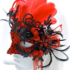 Madame De Sade Masquerade Mask Venetian Mask Red Lace Mask - Etsy