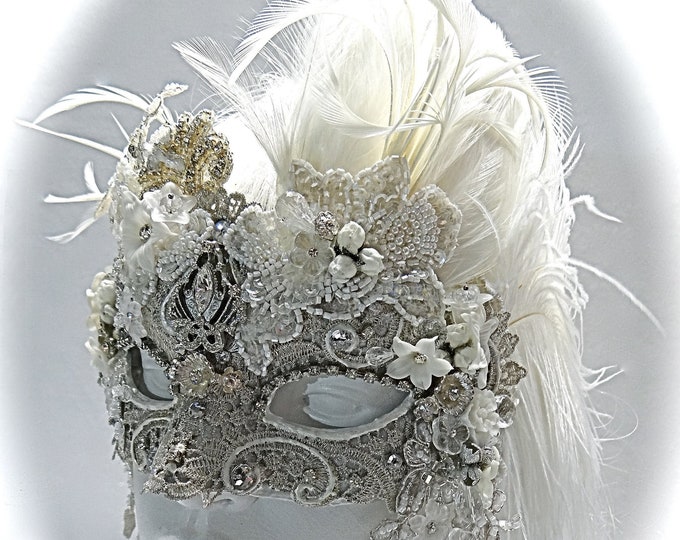 White Queen Masquerade Mask Venetian Masks Bridal Lace Mask MA-104 - Etsy