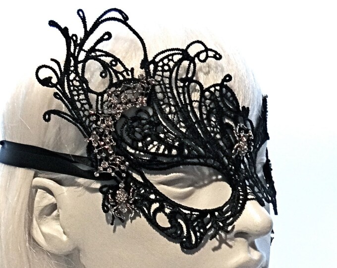 Spider Web Mask Rhinestone Lace Masquerade Mask Mardi Gras Halloween ...