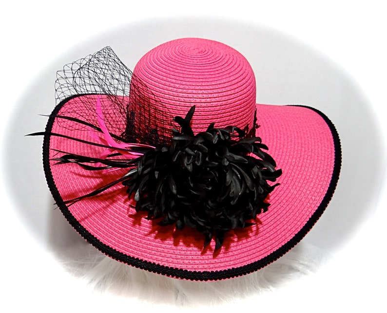 Hot Pink & Black Derby Hat Womens Formal Hats Church Hat - Etsy