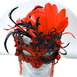 Madame De Sade Masquerade Mask Venetian Mask Red Lace Mask - Etsy