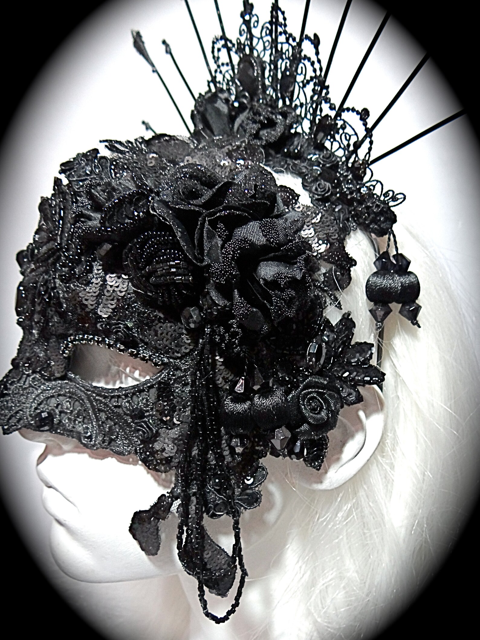 Gothic Masquerade Mask and Crown Gothic Headpiece Black Masks - Etsy