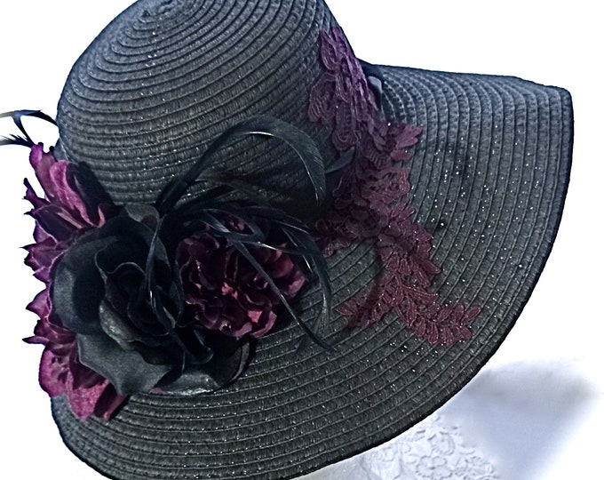 Derby Hats Black & Plum Sun Hat Women's Hats Accessories - Etsy
