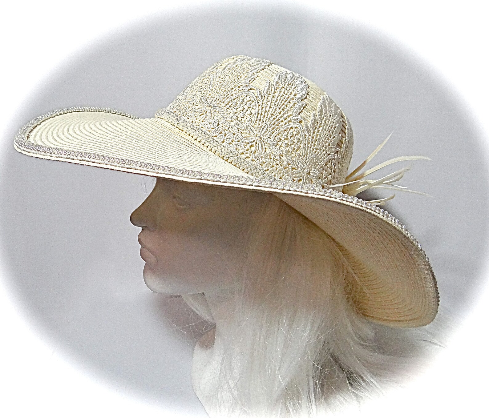 Creamy Ivory Lace Bridal Hat Womens Formal Hats Summer Wedding DH-150 ...