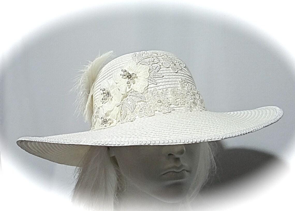 Ivory Bridal Hat Lace Bridal Hat Summer Wedding Accessories - Etsy