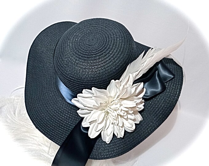Navy & White Derby Mother of the Bride Women's Hats Summer Hat DH-115 ...
