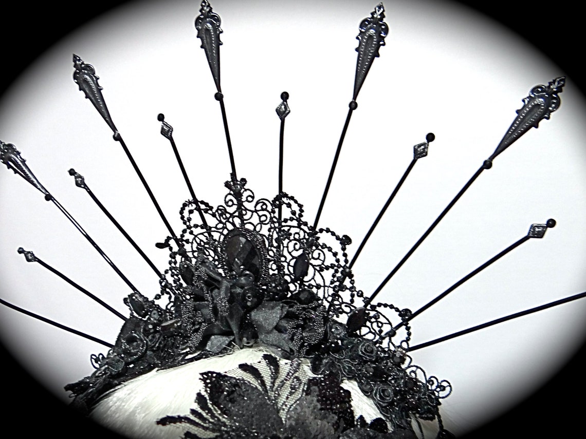 Gothic Masquerade Mask and Crown Gothic Headpiece Black Masks | Etsy