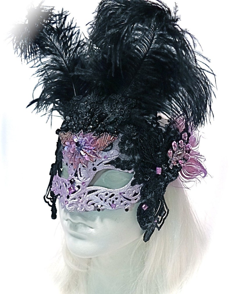 Lavender Jewel Masquerade Mask Venetian Lace Masks Carnivale - Etsy