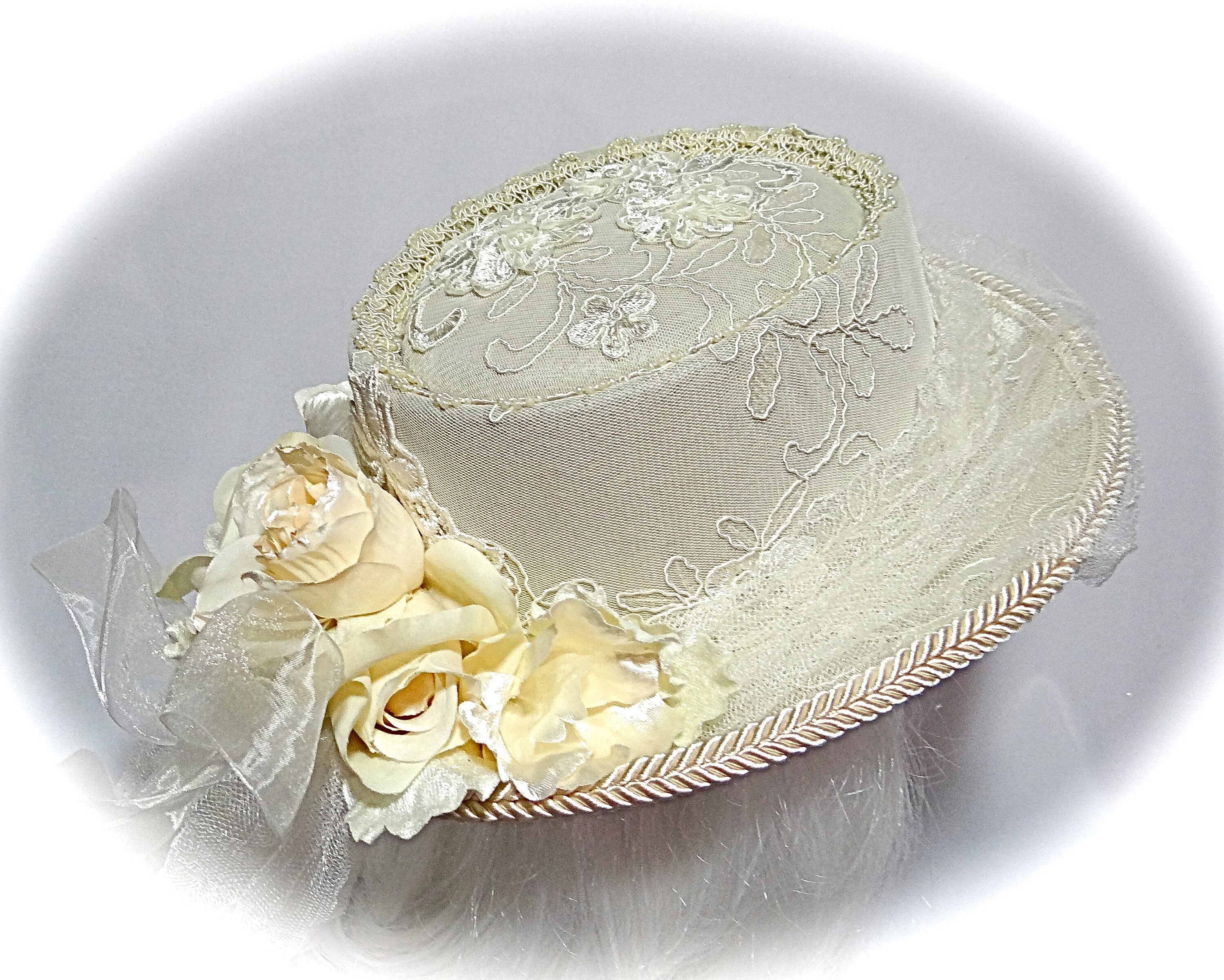 Bridal Hat & Veil Ivory Lace Bridal Hats Wedding Accessories | Etsy