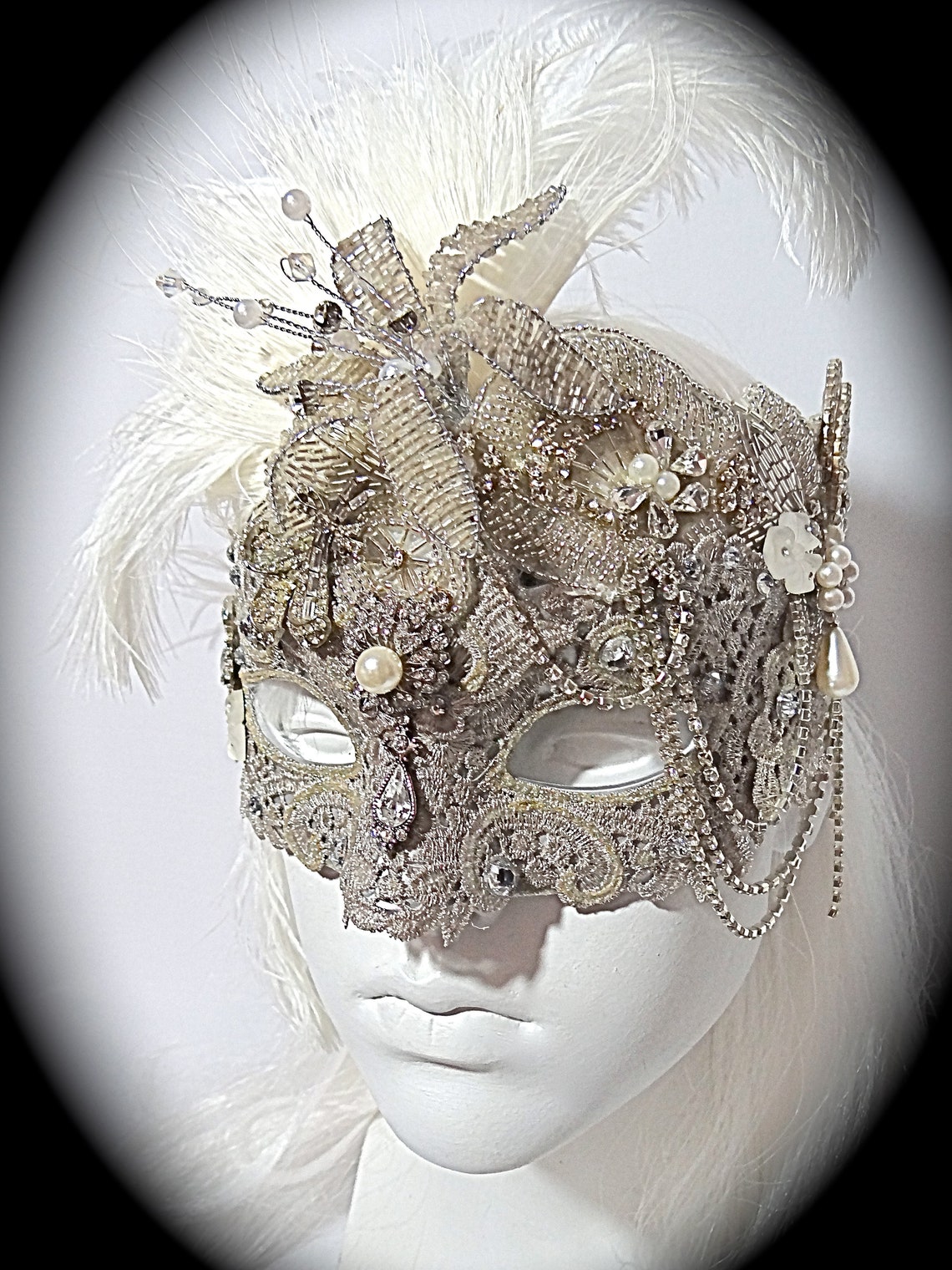 Silver Palace Masquerade Mask Costume Mask Lace Rhinestone | Etsy