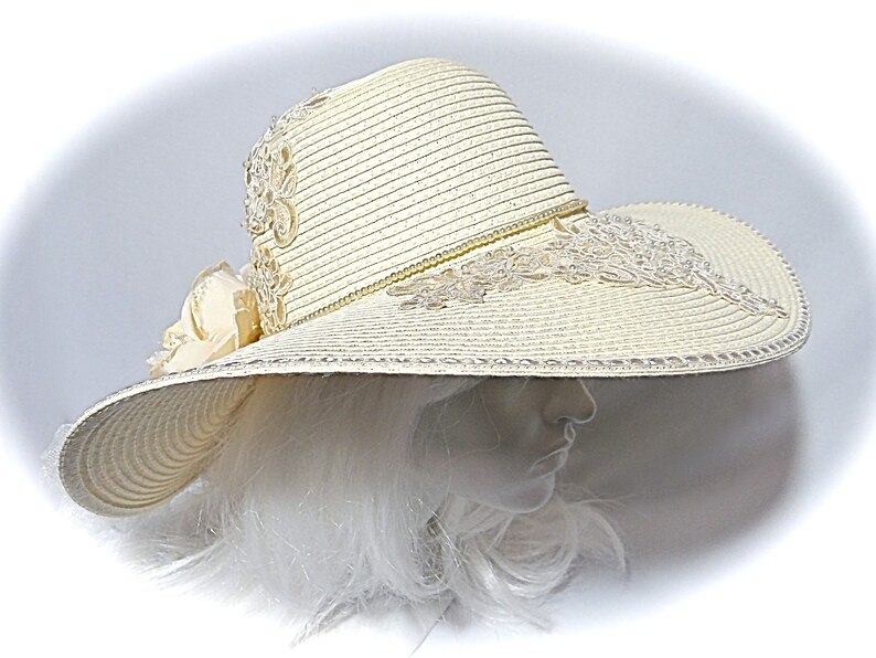 Creamy Ivory Bridal Hat Church Hats Summer Wedding Lace Bridal | Etsy
