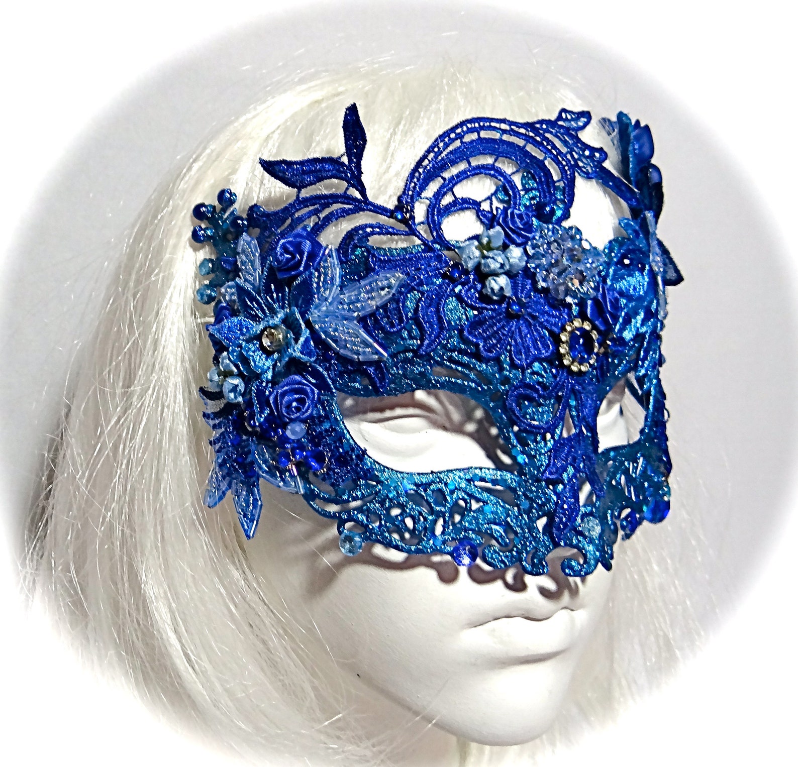 Blue Moon Mask & Halo Crown Met Gala Carnivale Masquerade | Etsy