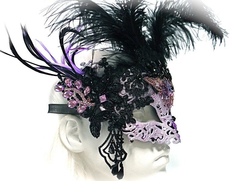Lavender Jewel Masquerade Mask Venetian Lace Masks Carnivale - Etsy