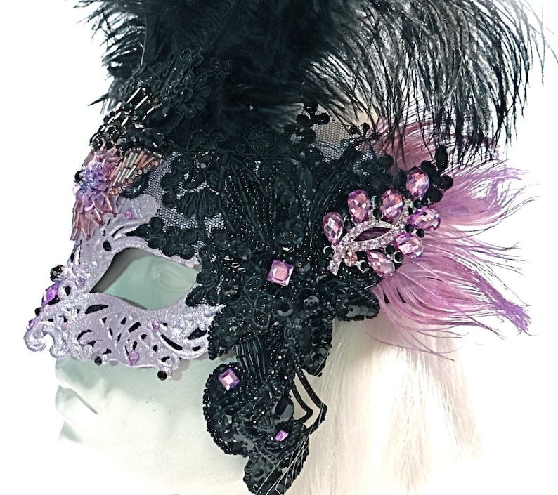 Lavender Jewel Masquerade Mask Venetian Lace Masks Carnivale Mask Mardi ...
