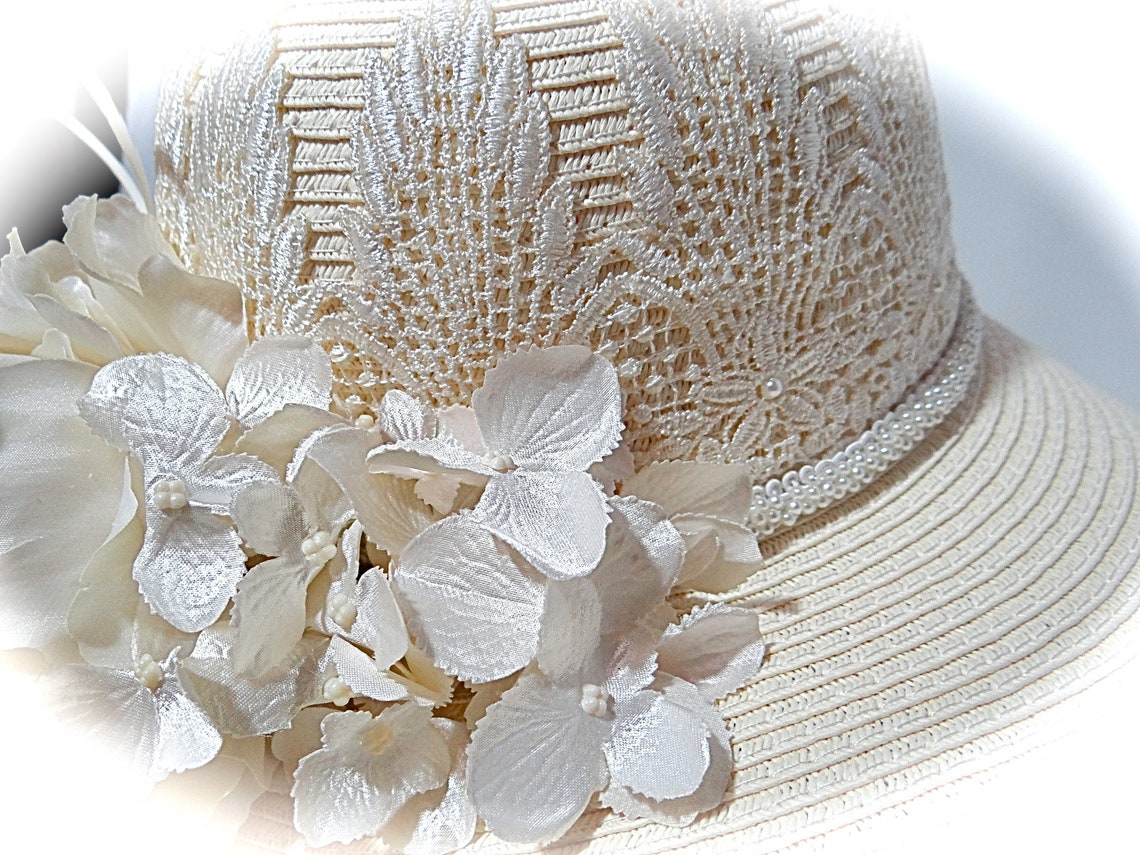 Creamy Ivory Lace Bridal Hat Womens Formal Hats Summer Wedding - Etsy