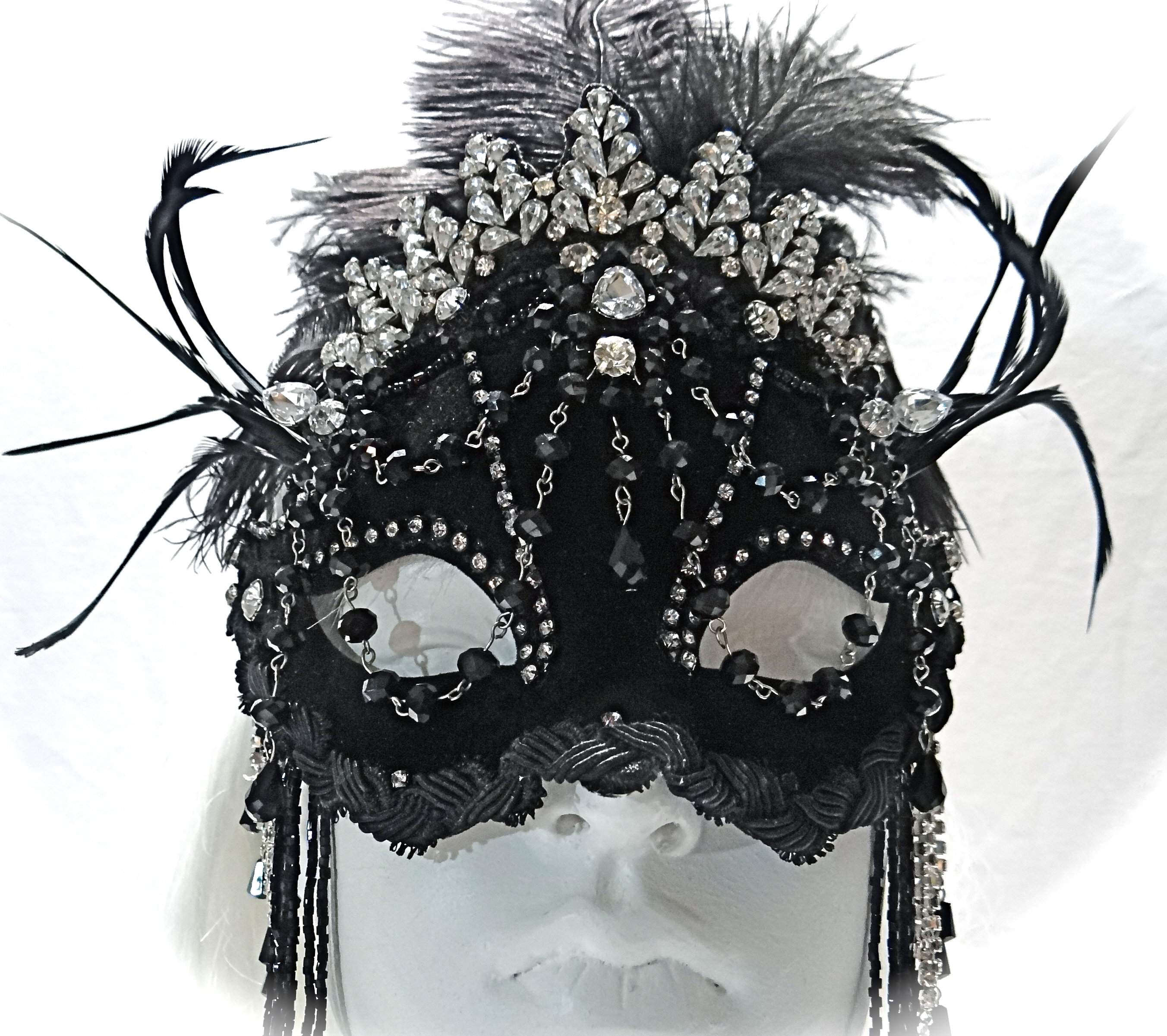 Black Queen Masquerade Mask Rhinestone Mask Black Venetien | Etsy
