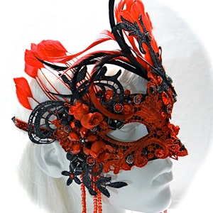 Madame De Sade Masquerade Mask Venetian Mask Red Lace Mask - Etsy