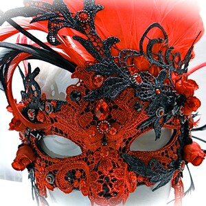Madame De Sade Masquerade Mask Venetian Mask Red Lace Mask - Etsy