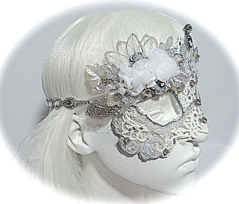 White Swan Masquerade Mask & Halo Crown Bridal Masks MA-126 - Etsy
