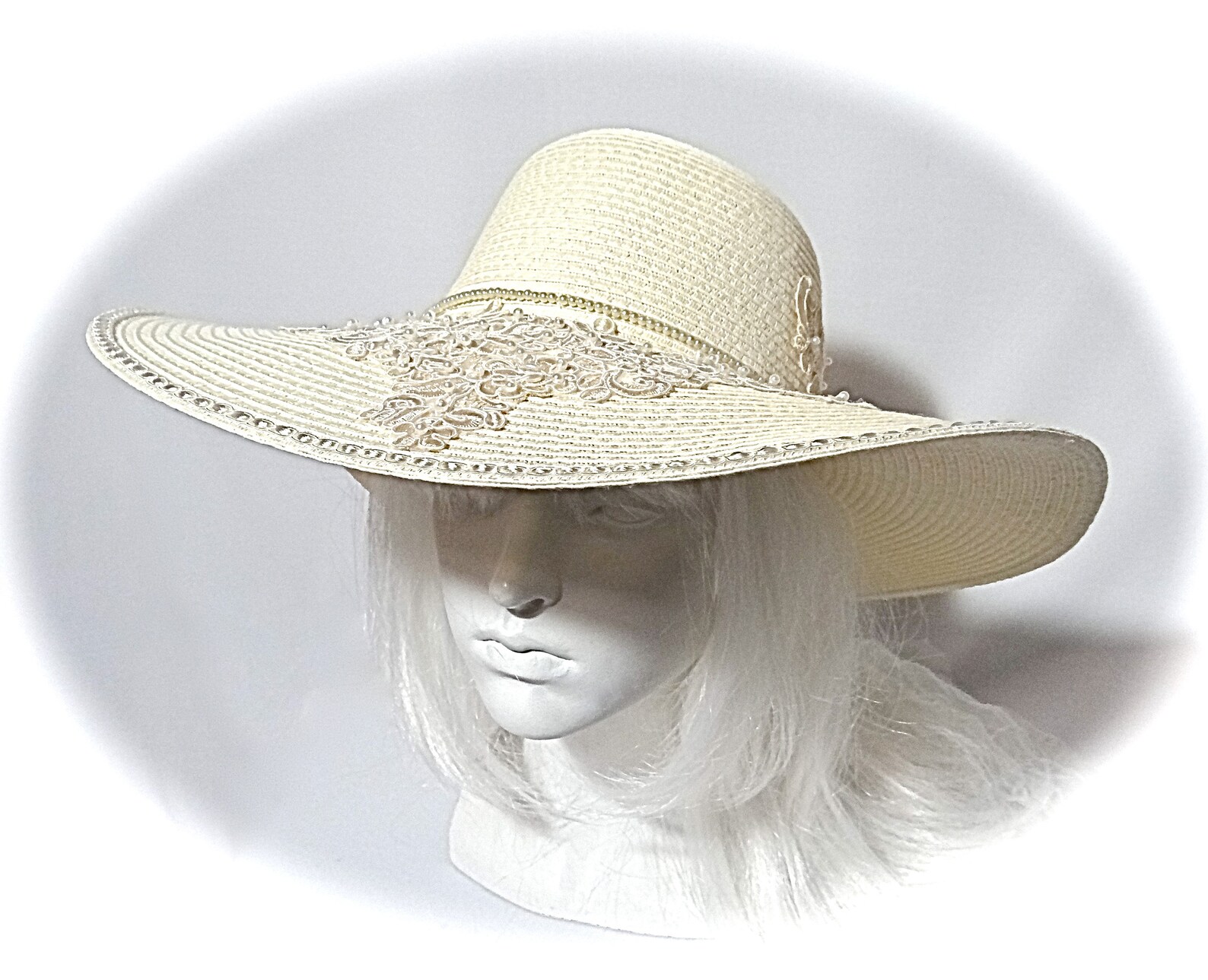 Creamy Ivory Bridal Hat Church Hats Summer Wedding Lace Bridal | Etsy