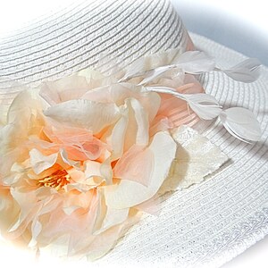 White & Peach Derby Hat Womens Summer Sun Hats DH-111 - Etsy
