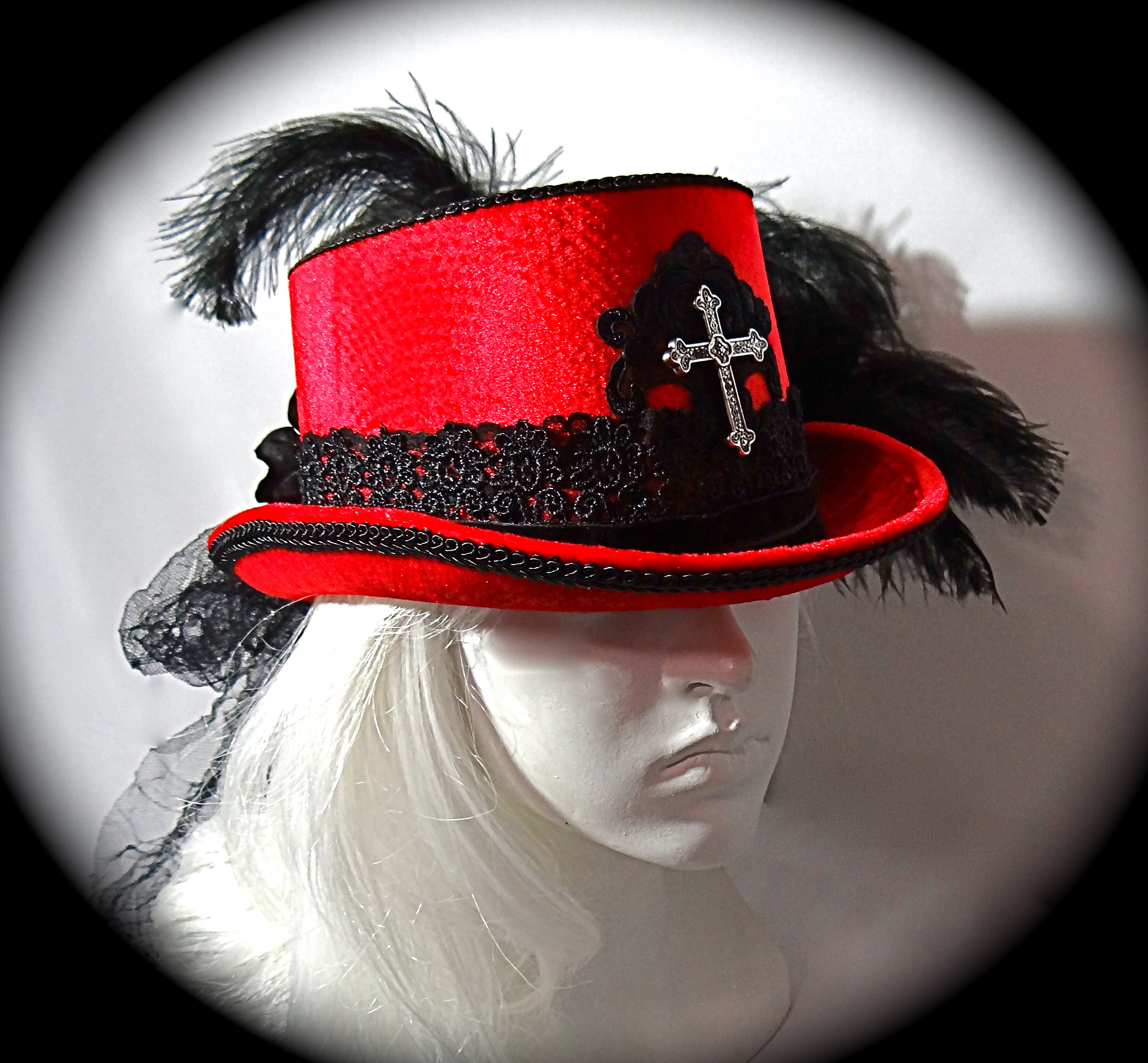 Red & Black Gothic Top Hat Victorian Riding Hats GO-110 - Etsy