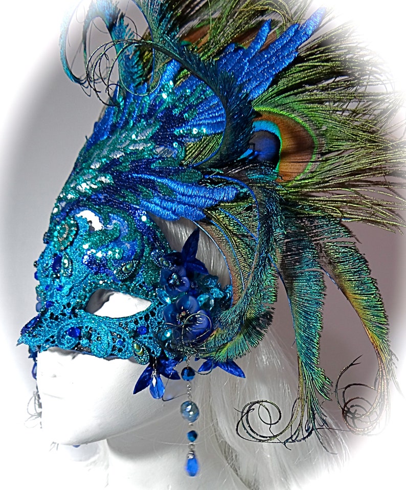 Peacock Fan Masquerade Mask Carnevale Masks Costume Mask Mardi Etsy