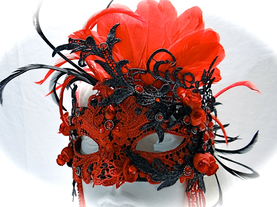 Madame De Sade Masquerade Mask Venetian Mask Red Lace Mask MA-108 - Etsy